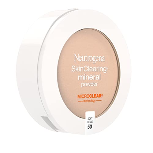 Neutrogena SkinClearing Mineral Acne-Concealing Pressed Powder Compact, Shine-Free & Oil-Absorbing Makeup with Salicylic Acid to Cover, Treat & Prevent Breakouts, Soft Beige 50.38 oz