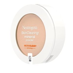 Neutrogena SkinClearing Mineral Acne-Concealing Pressed Powder Compact, Shine-Free & Oil-Absorbing Makeup with Salicylic Acid to Cover, Treat & Prevent Breakouts, Soft Beige 50.38 oz