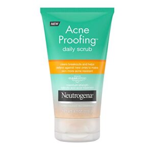 neutrogena acne proofing daily facial scrub with salicylic acid acne treatment, exfoliating and cleansing face wash, oil-free, 4.2 oz