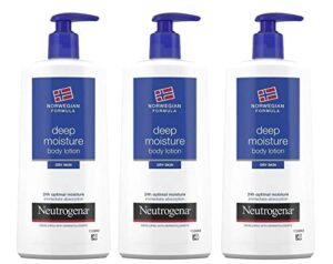 neutrogena deep moisture body lotion for dry skin, norwegian formula, 24 hour moisture, 13.5 ounce (pack of 3)