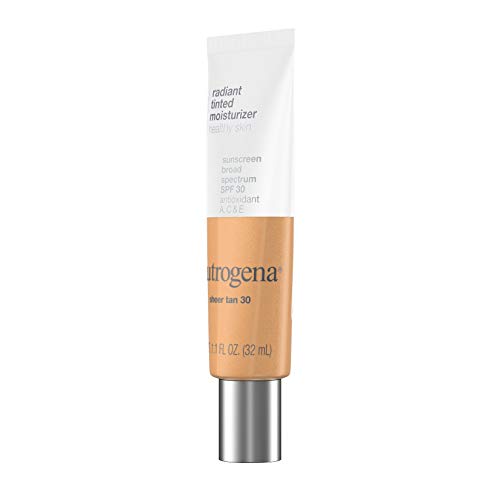 Neutrogena Healthy Skin Radiant Tinted Facial Moisturizer with Broad Spectrum SPF 30 Sunscreen Vitamins A, C, & E, Lightweight, Sheer, & Oil-Free Coverage, Sheer Tan 30, 1.1 fl. oz