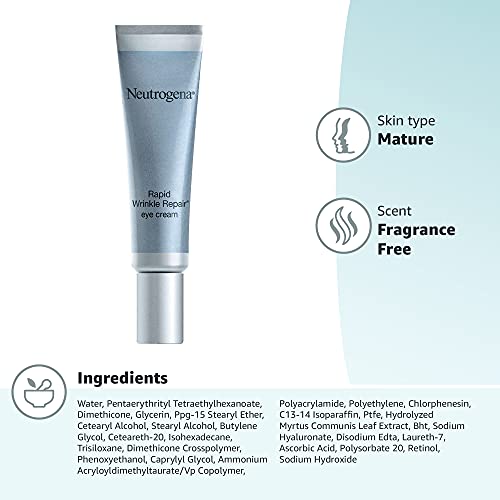 Neutrogena Rapid Wrinkle Repair Retinol Eye Cream for Dark Circles, Daily Anti-Aging Under Eye Cream with Retinol & Hyaluronic Acid to Fight Fine Lines, Wrinkles, & Dark Spots, 0.5 fl. oz