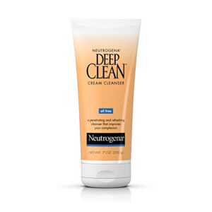 neutrogena deep clean daily facial cream cleanser with beta hydroxy acid to remove dirt, oil & makeup, alcohol-free, oil-free & non-comedogenic, 7 fl. oz