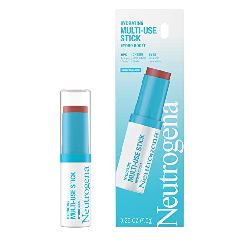 Neutrogena Hydro Boost Hydrating Multi-Use Makeup Stick with Hyaluronic Acid, Multipurpose Colored Makeup Balm for Lips, Cheeks & Eyes, Non-Comedogenic, Paraben-Free, Temptation, 0.26 oz