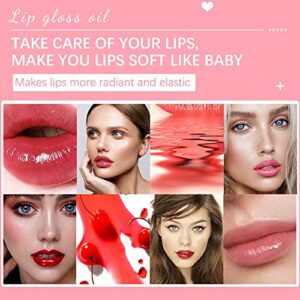 ZARICS Plumping Lip Oil, Hydrating Lip Gloss Tinted Lip Balm Lip Care Transparent Toot Lip Oil, Lasting Nourishing Lip Glow Oil Non-sticky Big Brush Glitter Primer Lip Tint (RASPBERRY)