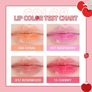 ZARICS Plumping Lip Oil, Hydrating Lip Gloss Tinted Lip Balm Lip Care Transparent Toot Lip Oil, Lasting Nourishing Lip Glow Oil Non-sticky Big Brush Glitter Primer Lip Tint (RASPBERRY)