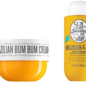 SOL DE JANEIRO Brazilian Bum Bum Cream Full Size and Brazilian 4 Play Moisturizing Shower Cream Gel Body Wash - 385mL Bundle