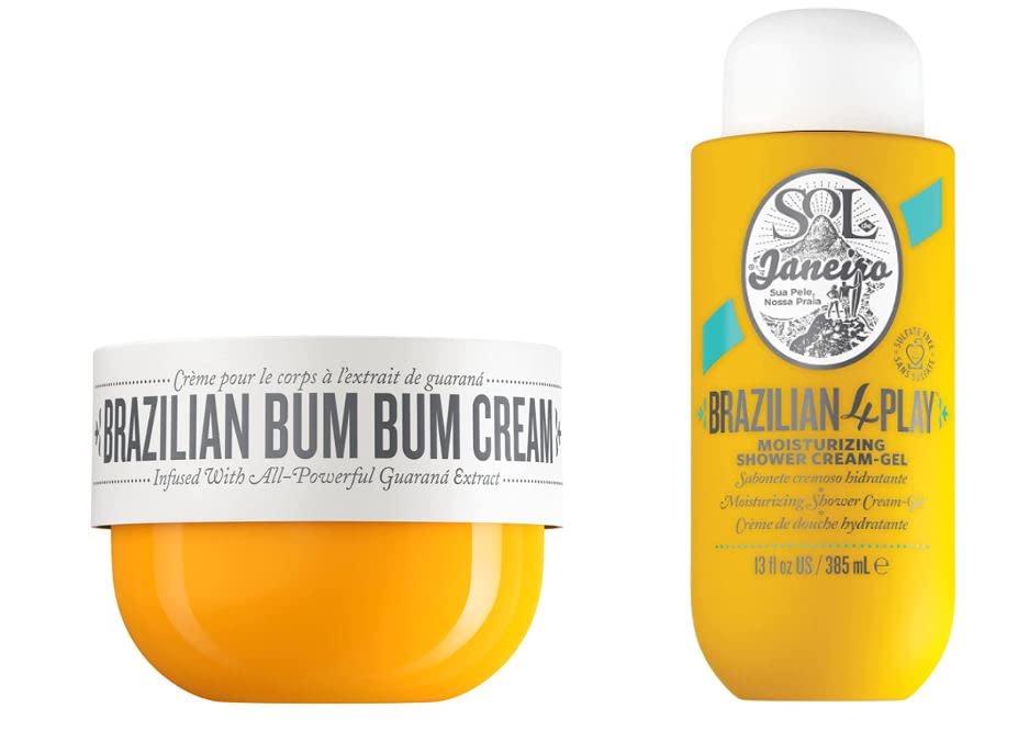 SOL DE JANEIRO Brazilian Bum Bum Cream Full Size and Brazilian 4 Play Moisturizing Shower Cream Gel Body Wash - 385mL Bundle