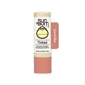 sun bum tinted lip balm sand bar | spf 15 | uva / uvb broad spectrum protection | sensitive skin safe | paraben free | ozybenzone free | 0.15 oz