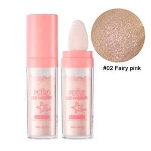 3 Pack Polvo De Hadas Face Body Hightlighter Stick, Fairy Patting Powder Puff, Glitter Loose Powder Brush, Brightens Shimmer Makeup Blusher (White moonbeam & Fairy Pink & Golden Brown)