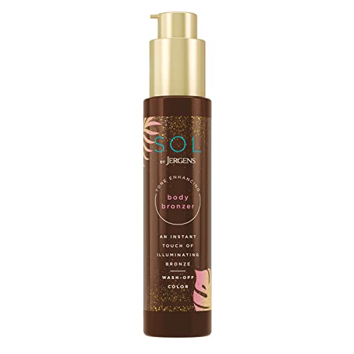 SOL by Jergens Self Tanner Body Bronzer, For All Unique Skin Tones, Sunless Tanning, Wash-off Luminous Body Bronzer, Natural-Looking Self-bronzer and Tan Intensifier for Instant Bronze, 3.4 Ounce