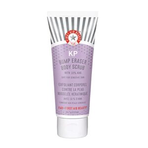 first aid beauty kp bump eraser body scrub exfoliant for keratosis pilaris with 10% aha 2 oz.