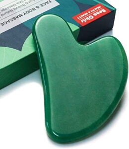 rena chris gua sha facial tool, natural jade stone guasha board for spa acupuncture therapy trigger point treatment, gua sha scraping massage tool (green)