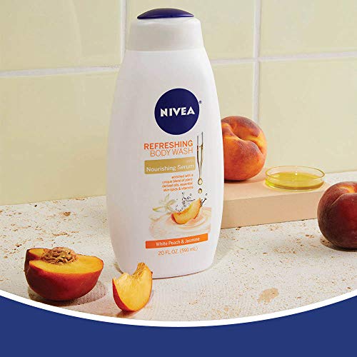 NIVEA White Peach and Jasmine Body Wash with Nourishing Serum, 20 Fl Oz