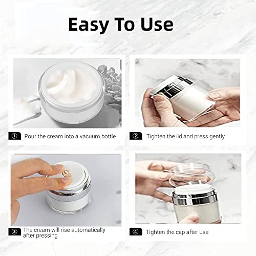 KUYYFDS Airless Pump Jar Empty Refillable Travel Cream Bottle Portable Cosmetic Container 30mlcream Bottle,Airless Pump Jar,Cream Container,Refillable Bottle,Travel Cream Pots,Lotion Pump Containers