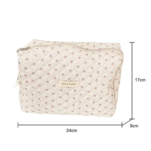 JQWSVE Kawaii Coquette Makeup Bag Cute Cosmetic Bag Aesthetic Floral Makeup Pouch Travel Toiletry Bags for Women Girls Kawaii Stuff