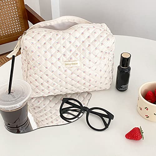 JQWSVE Kawaii Coquette Makeup Bag Cute Cosmetic Bag Aesthetic Floral Makeup Pouch Travel Toiletry Bags for Women Girls Kawaii Stuff