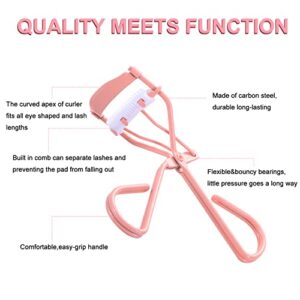 gootrades Eyelashes Curler with Built-in Comb, Separated Eyelashes Curler Crimp-Free Lashes with 2 Refill Pads, Get a Lash Lift in Seconds, Durable Carbon Steel Body with Comfort Grip