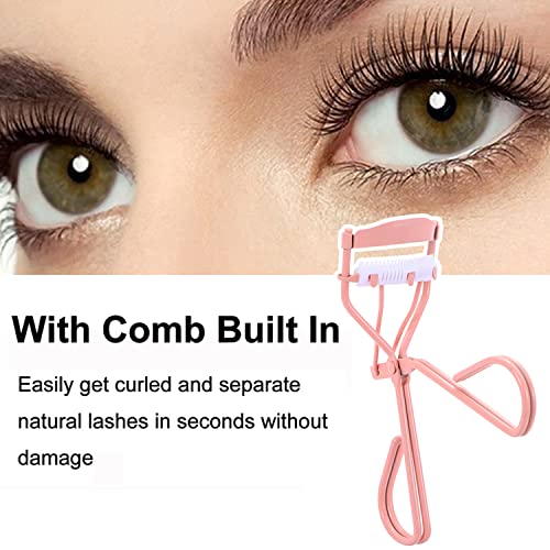 gootrades Eyelashes Curler with Built-in Comb, Separated Eyelashes Curler Crimp-Free Lashes with 2 Refill Pads, Get a Lash Lift in Seconds, Durable Carbon Steel Body with Comfort Grip