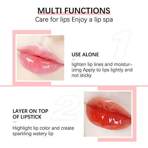 Plumping Lip Oil Raspberry, Lip Oil Gloss Tinted Hydrating Lip Care, Transparent Toot Lip Oil, Lip Balm Moisturizing Lip Care, Long Lasting Lip Glow Oil, Non-sticky Big Brush Head Glitter Shine Primer Lip Tint (Raspberry)