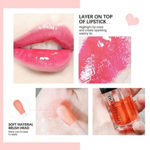 Plumping Lip Oil Raspberry, Lip Oil Gloss Tinted Hydrating Lip Care, Transparent Toot Lip Oil, Lip Balm Moisturizing Lip Care, Long Lasting Lip Glow Oil, Non-sticky Big Brush Head Glitter Shine Primer Lip Tint (Raspberry)