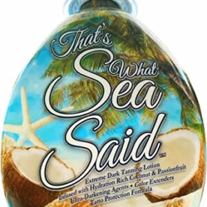 That’s What Sea Said Tanning Lotion - For Indoor Tanning Bed and Outdoor Sun - Safe for Face, Body and Tattoos - With Coconut Oil - No Bronzer