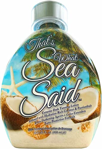 That’s What Sea Said Tanning Lotion - For Indoor Tanning Bed and Outdoor Sun - Safe for Face, Body and Tattoos - With Coconut Oil - No Bronzer