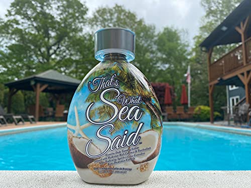 That’s What Sea Said Tanning Lotion - For Indoor Tanning Bed and Outdoor Sun - Safe for Face, Body and Tattoos - With Coconut Oil - No Bronzer