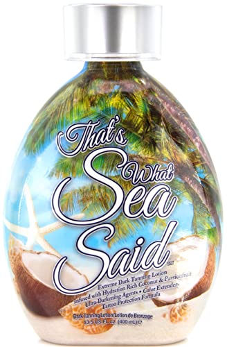 That’s What Sea Said Tanning Lotion - For Indoor Tanning Bed and Outdoor Sun - Safe for Face, Body and Tattoos - With Coconut Oil - No Bronzer