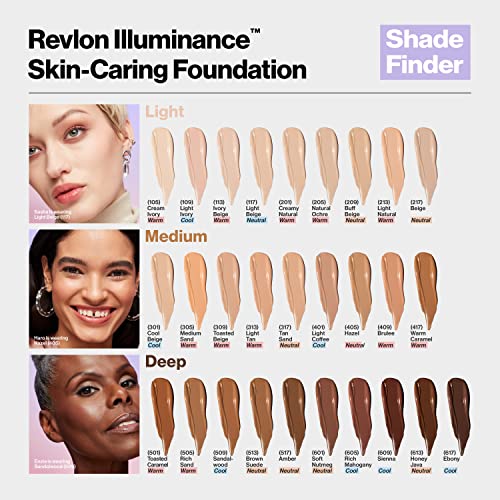 Revlon Illuminance Skin-Caring Liquid Foundation, Hyaluronic Acid, Hydrating and Nourishing Formula with Medium Coverage, 317 Tan Sand (Pack of 1)