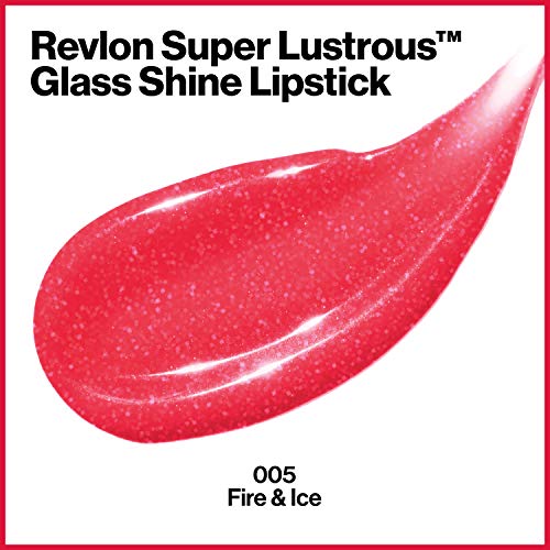 REVLON Super Lustrous Glass Shine Lipstick, Flawless Moisturizing Lip Color with Aloe, Hyaluronic Acid and Rose Quartz, Fire & Ice (005), 0.15 oz