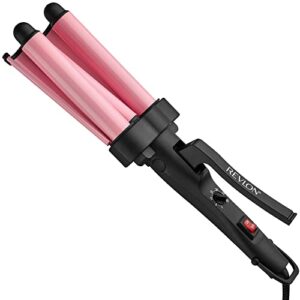 revlon 3 barrel jumbo hair waver | long-lasting, natural looking waves, (pink)