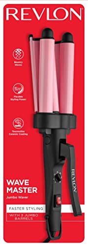 Revlon 3 Barrel Jumbo Hair Waver | Long-Lasting, Natural Looking Waves, (Pink)