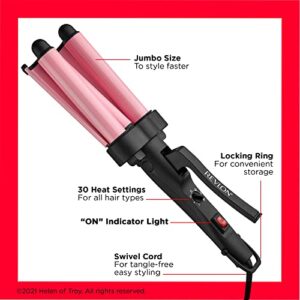 Revlon 3 Barrel Jumbo Hair Waver | Long-Lasting, Natural Looking Waves, (Pink)