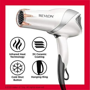 REVLON Infrared Hair Dryer | 1875 Watts of Maximum Shine, Softness and Control, (White)