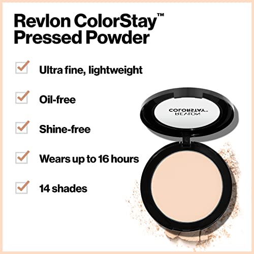 REVLON ColorStay Pressed Powder, Longwearing Oil ,Fragrance Free, Noncomedogenic Face Makeup, (830), Light/Medium, 0.3 Ounce