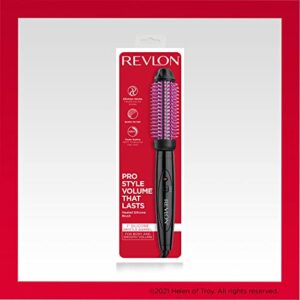 Revlon Silicone Bristle Heated Hair Styling Brush, Black, 1 inch barrel