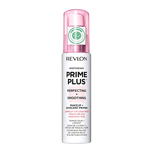 Face Primer by Revlon, PhotoReady Prime Plus Face Makeup for All Skin Types, Blurs & Fills in Fine Lines, Infused with Vitamin B5 and Hyaluronic Acid, Perfecting & Smoothing, 1 Oz