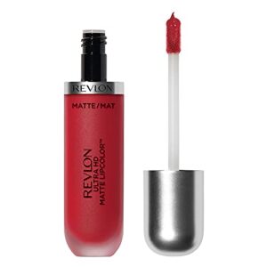 revlon ultra hd matte lipcolor, velvety lightweight matte liquid lipstick in red / coral, love (625), 0.2 oz