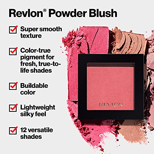 Blush by Revlon, Powder Blush Face Makeup, High Impact Buildable Color, Lightweight & Smooth Finish, 006 Naughty Nude, 0.8 Oz