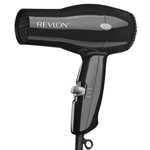 revlon compact hair dryer | 1875w lightweight design, perfect for travel, (black)