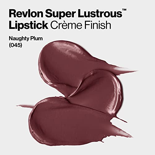 Revlon Super Lustrous Lipstick, High Impact Lipcolor with Moisturizing Creamy Formula, Infused with Vitamin E and Avocado Oil in Berries, Naughty Plum (045) 0.15 oz