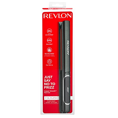 Revlon Copper Smooth Hair Flat Iron | Frizz Control for Fast and Shiny Styles, (XL 1 in)