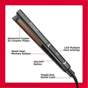 Revlon Copper Smooth Hair Flat Iron | Frizz Control for Fast and Shiny Styles, (XL 1 in)