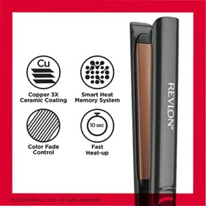 Revlon Copper Smooth Hair Flat Iron | Frizz Control for Fast and Shiny Styles, (XL 1 in)