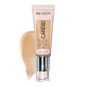 revlon photoready candid natural finish foundation, with anti-pollution, antioxidant, anti-blue light ingredients, 120 buff, 0.75 fl. oz.