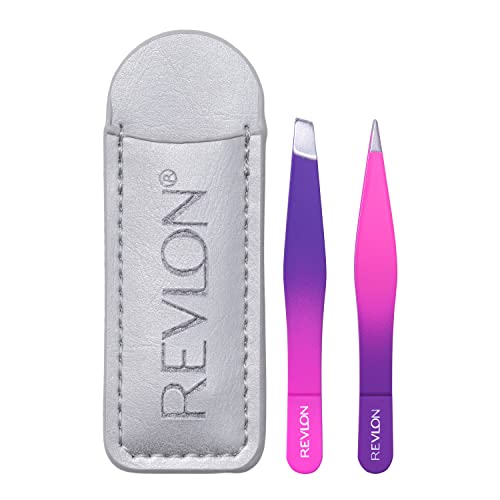 Mini Hair Removal Tweezer Set by Revlon, Travel Set, High Precision Tweezers for Men, Women & Kids, Stainless Steel (Pack of 1)