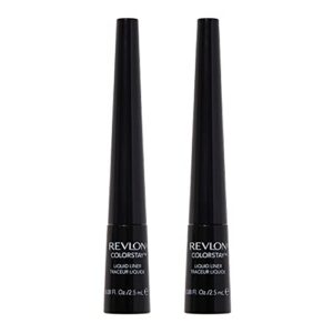 liquid eyeliner by revlon, colorstay eye makeup, waterproof, smudgeproof, longwearing with ultra-fine tip, 251 blackest black, 0.08 fl oz (pack of 2)