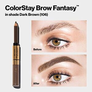 Eyebrow Gel & Pencil by Revlon, ColorStay Brow Fantasy 2-in-1 Eye Makeup, Longwearing with Precision Tip, 108 Light Brown, 0.04 Oz