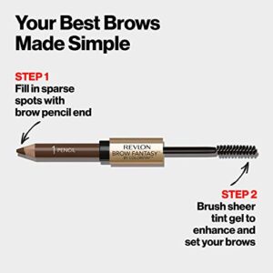 Eyebrow Gel & Pencil by Revlon, ColorStay Brow Fantasy 2-in-1 Eye Makeup, Longwearing with Precision Tip, 108 Light Brown, 0.04 Oz